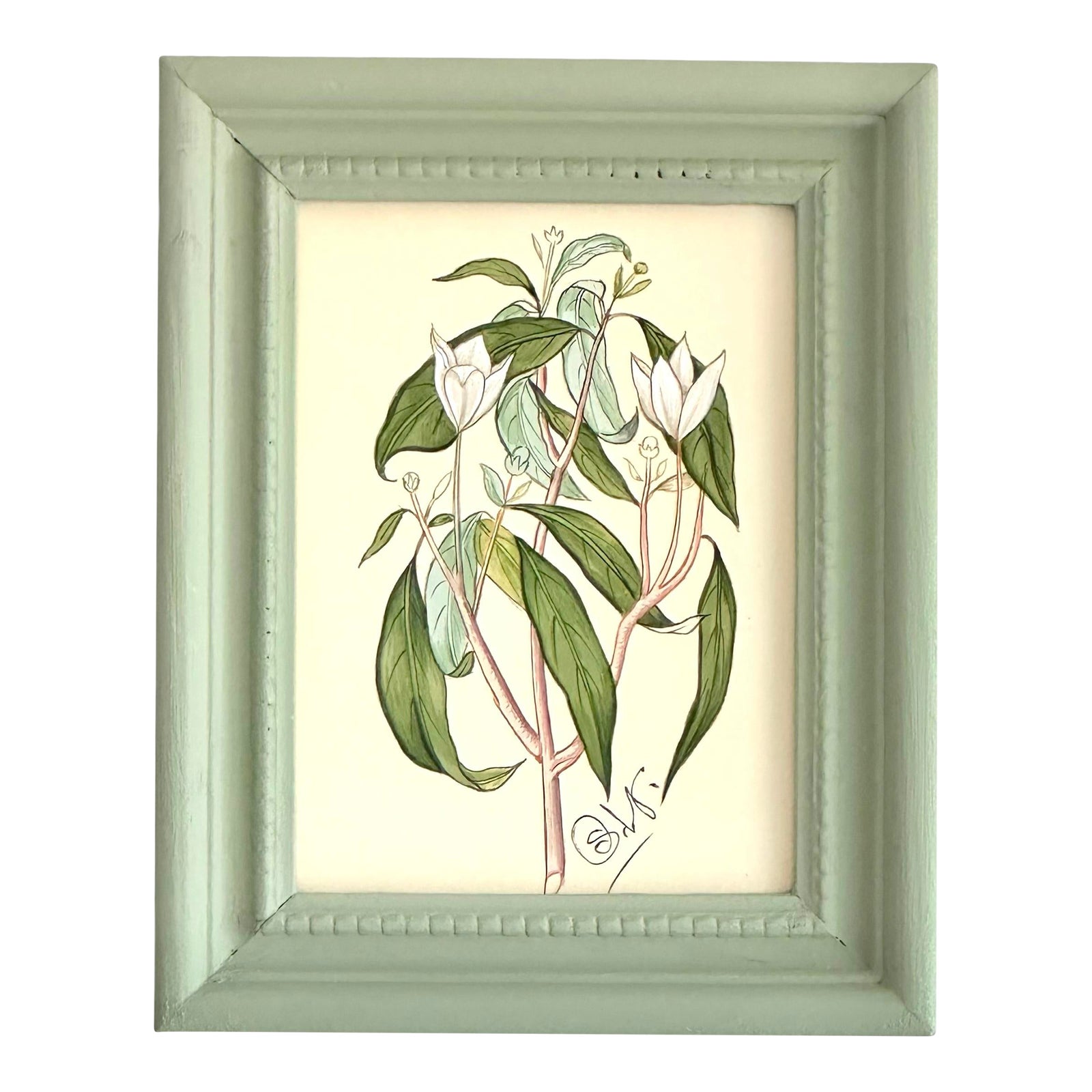 Original Hand-Painted Mini Botanical Painting Famed in Hand-Painted ...