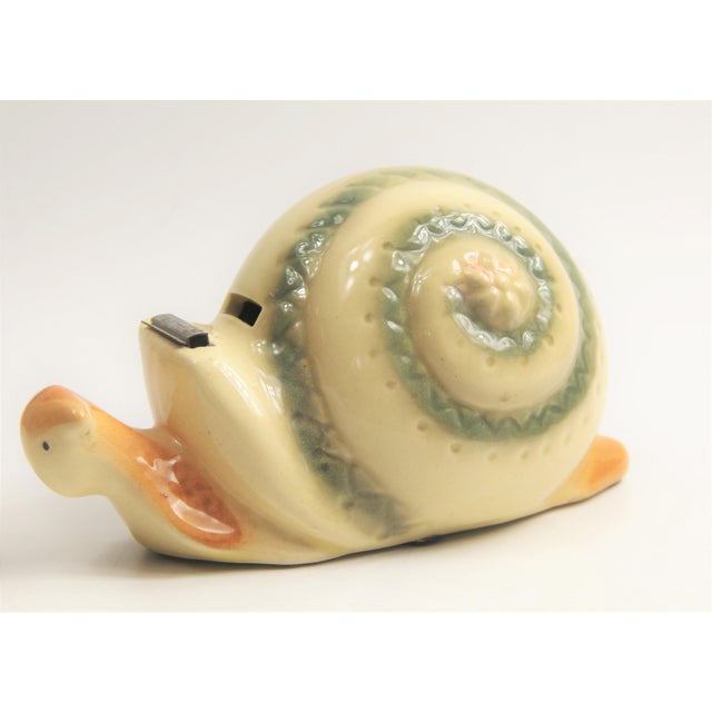 Mid Century Kitschy Ceramic Snail Tape Dispenser | Chairish