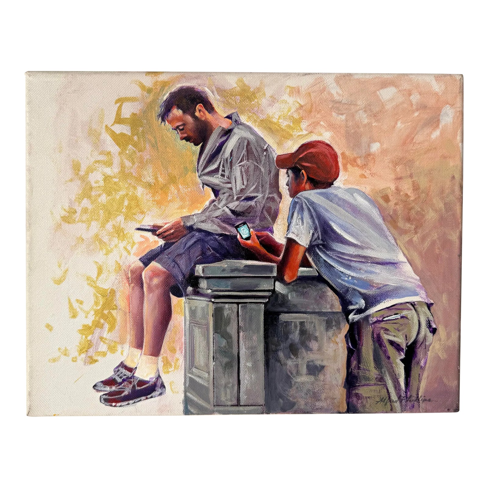 Alfred Phillips " Social " Acrylic on Canvas Painting | Chairish
