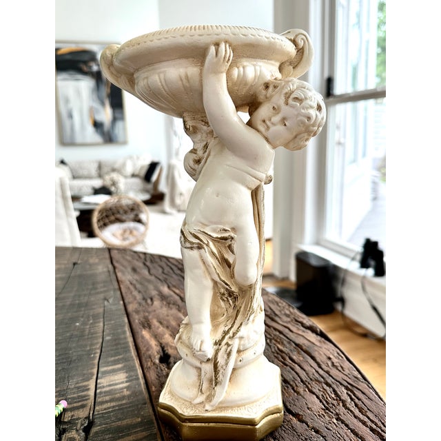Mid-Century Cherub Statue Planter | Chairish