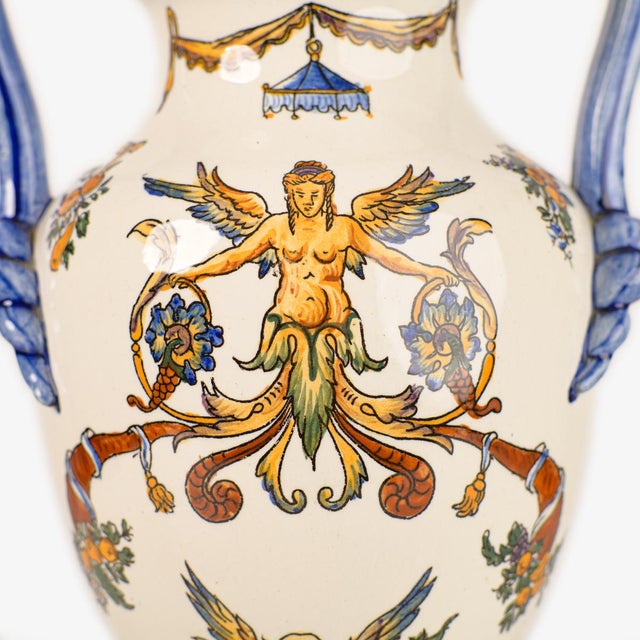 Late 19th Century Gien Faience Vase, Renaissance Decoration | Chairish