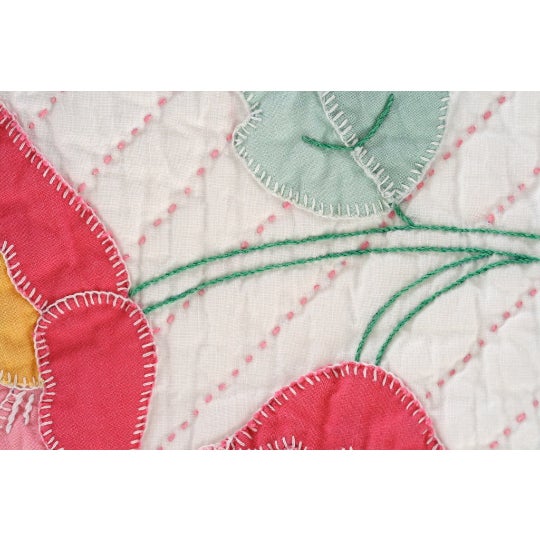 American Applique Bed Quilt | Chairish