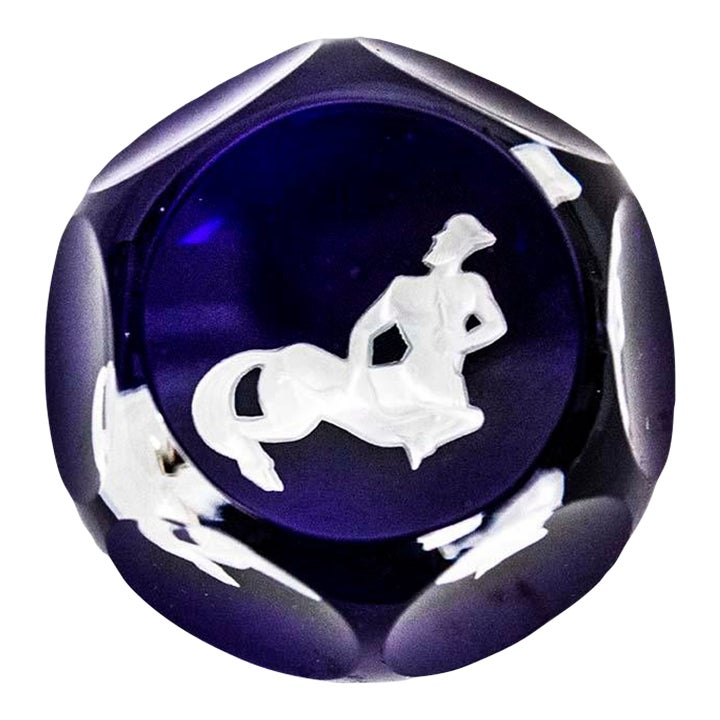 Baccarat Zodiac Paperweight With Sagittarius Symbol - Signed | Chairish