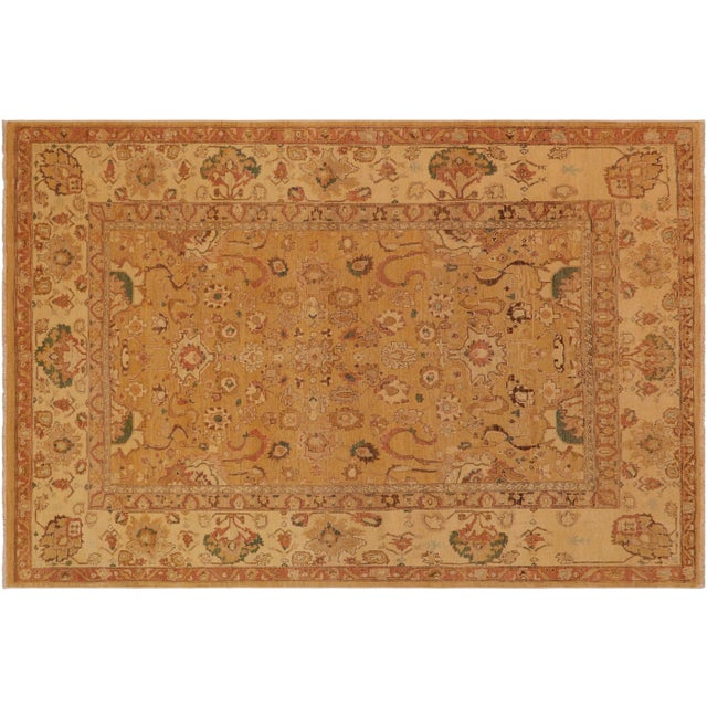 1980s Semi-Vintage Distressed Low-Pile Gold/Tan Wool Rug - 8'9 X 11'8 ...