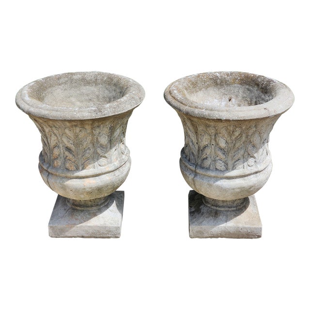 Mid 20th Century Concrete Cement Outdoor Planters - a Pair | Chairish