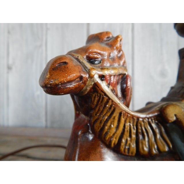Early 20th Century Chalkware Camel Table Lamp | Chairish
