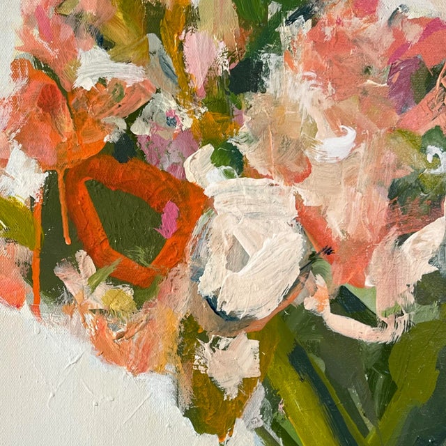 Expressive Floral Abstract Painting on Canvas, Framed and Signed | Chairish