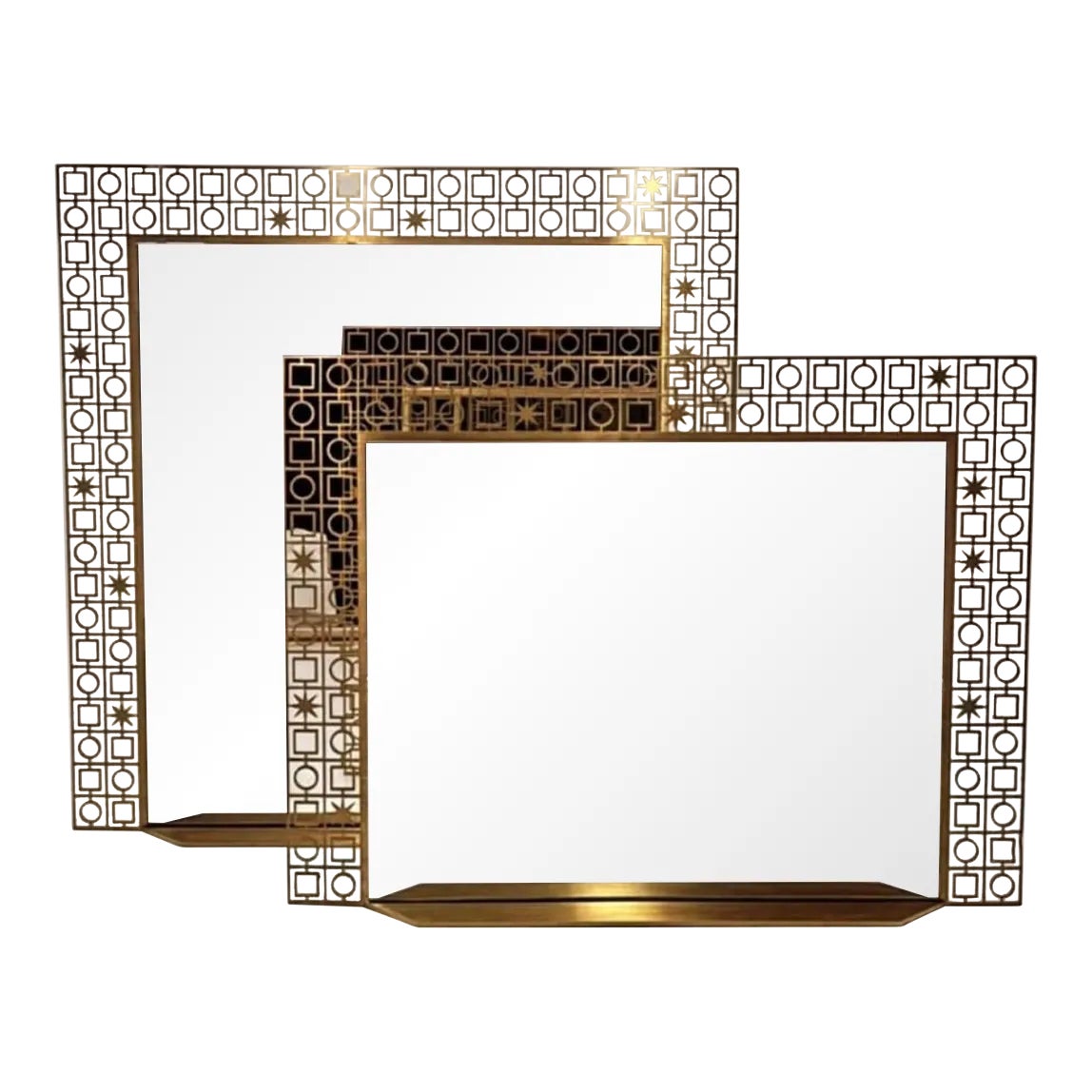 Pair of Midcentury Brass Mirrors 1970s | Chairish