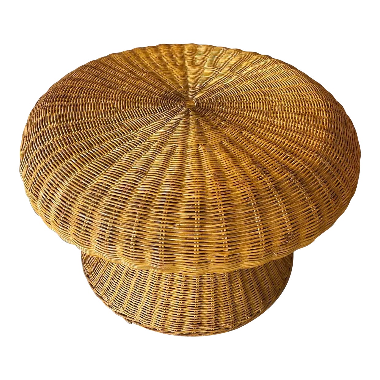 Vintage Wicker Mushroom Shape Coffee Cocktail Table | Chairish