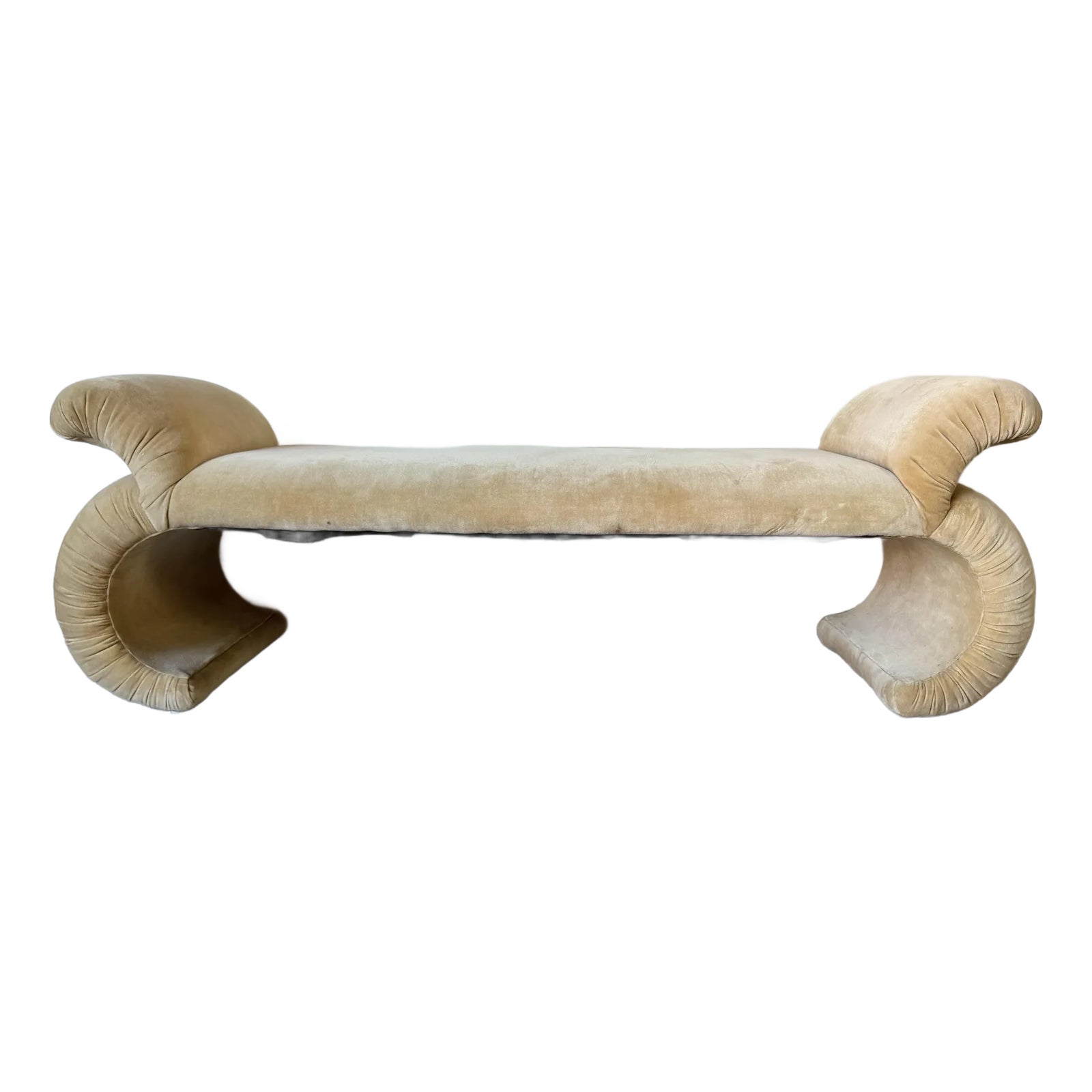 1980s Postmodern Parsons-Style Sculptural Upholstered Bench | Chairish