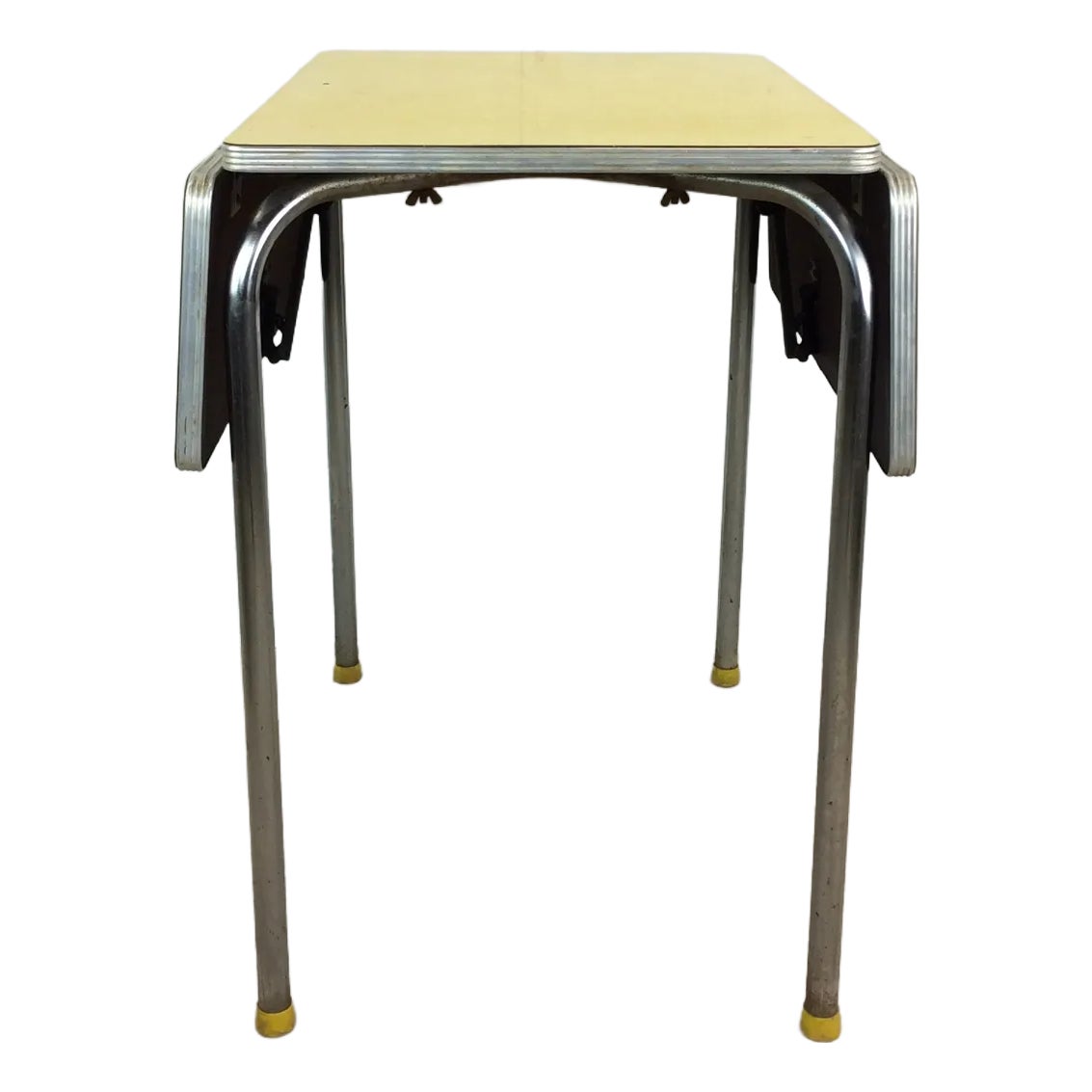 Mid Century Modern Small Yellow Formica Top Table With Two Drop Leafs ...