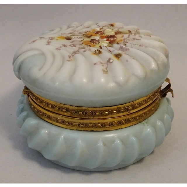 Late 19th Century Cf Monroe Wave Crest Shell Pattern Enamel Glass Box ...