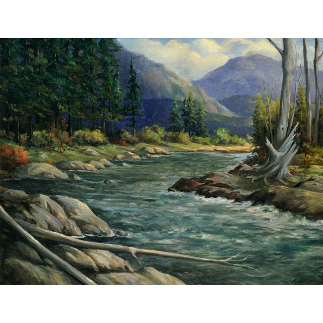 Mid Century Idaho Pack River Landscape Painting by Laura Lindberg ...
