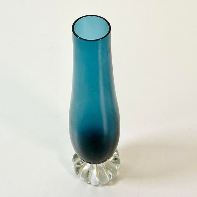 Mid-Century Boho Chic Hollywood Regency Cerulean Cut to Clear Bud Vase ...