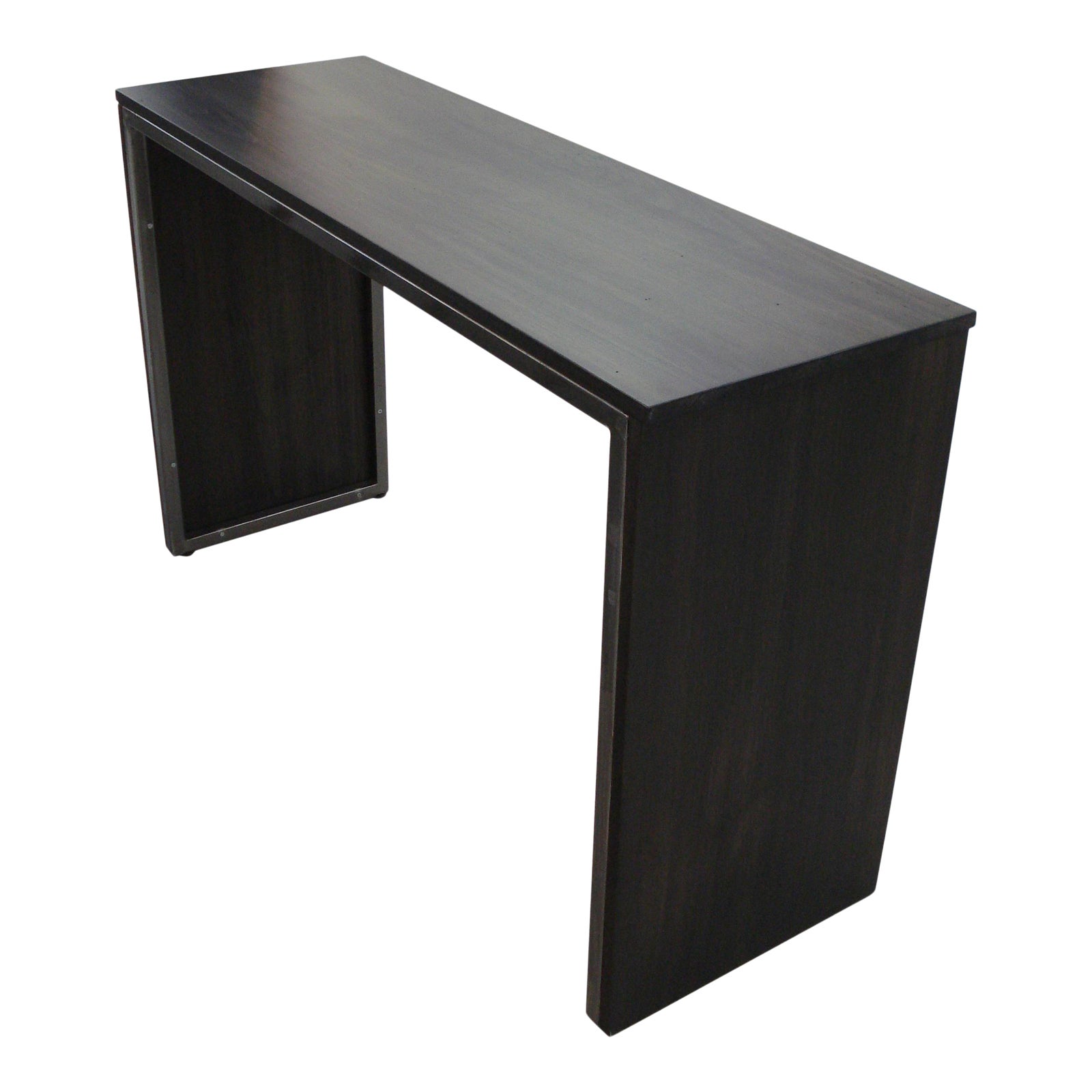 Custom Walnut and Brushed Steel Console Table | Chairish