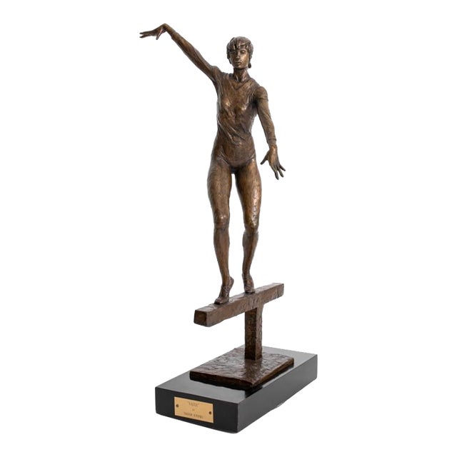 Lazlo Ispanky Girl on Beam Bronze Sculpture | Chairish