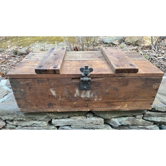 Vintage Primitive Wooden Storage Box Early 20th Century With Iron Bolt ...