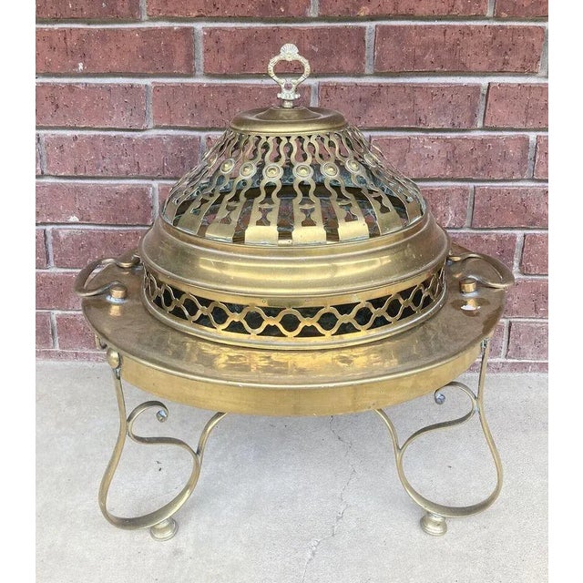 1960s Mid-Century Turkish Brass Pierced Domed Coal Fire Pit Brazier ...