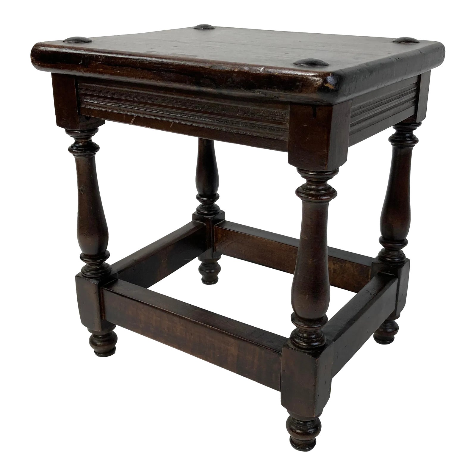 Antique English Oak Pegged Joint Stool | Chairish