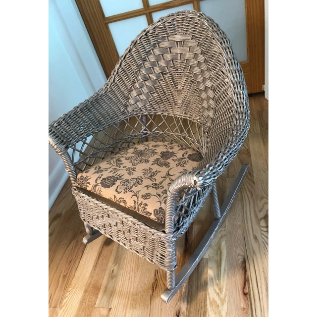 Antique Paper Wicker Children's Rocking Chair | Chairish