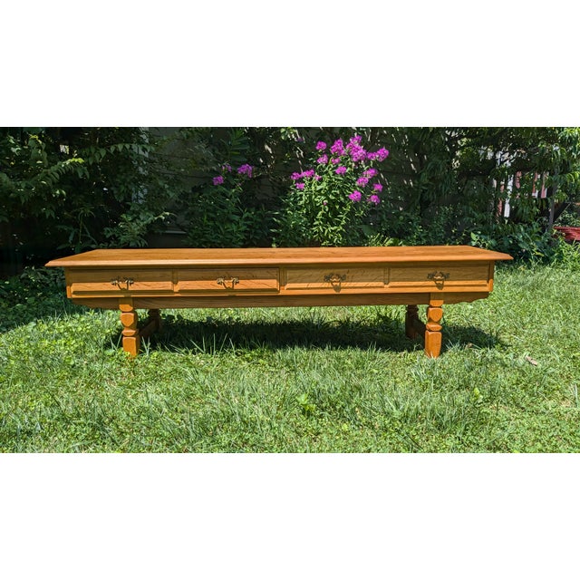 Danish Oak Low Console Table | Chairish