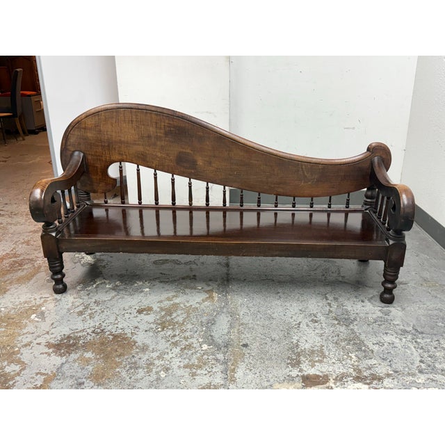 Queen Lili‘uokalani Hawaiian Koa Clef Bench, Antique | Chairish