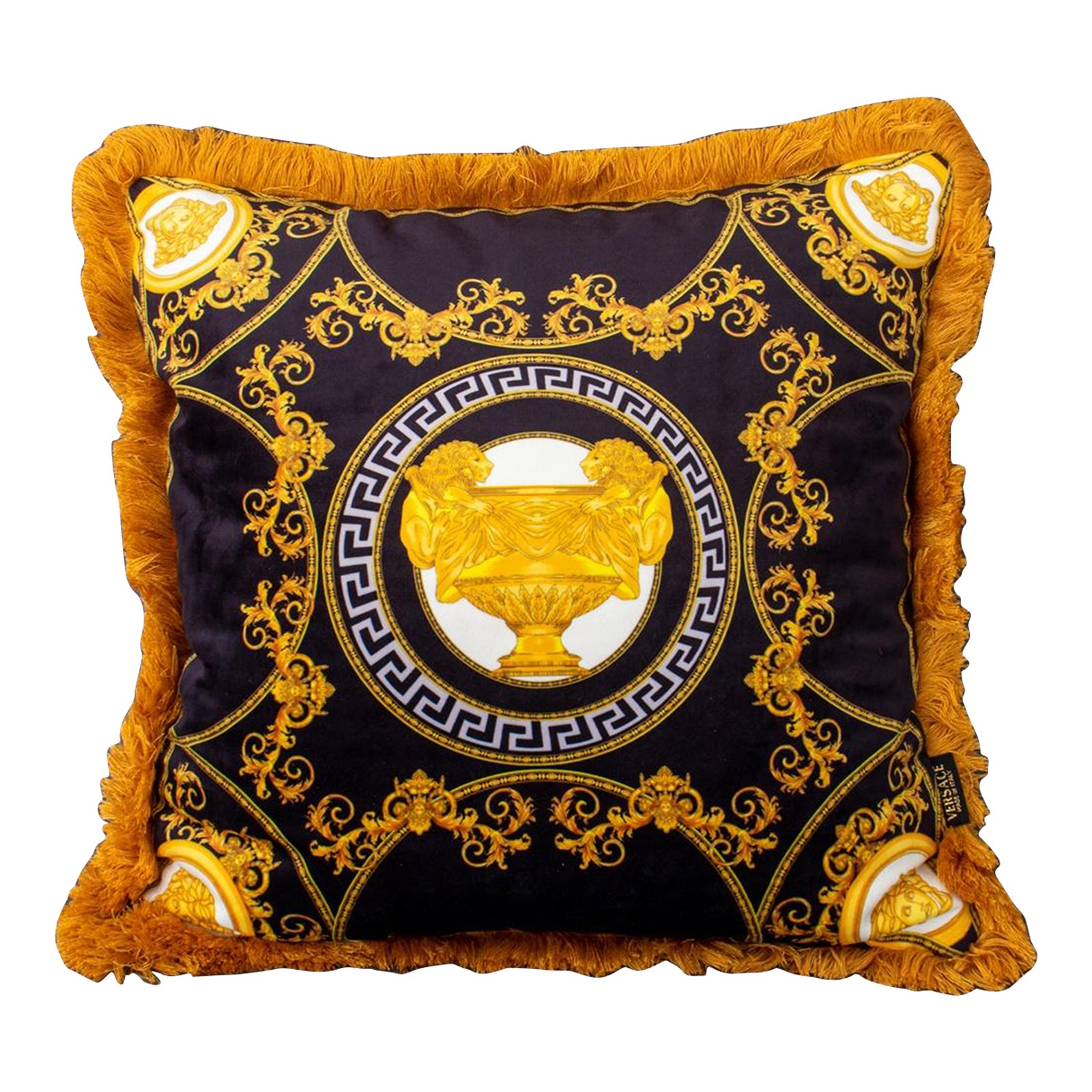 Versace Velvet Throw Pillow | Chairish