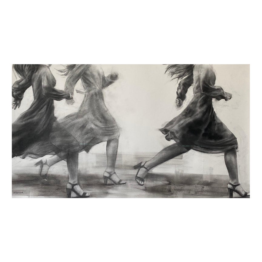 Patsy McArthur, The Intrepids, Charcoal Drawing, 2022 | Chairish