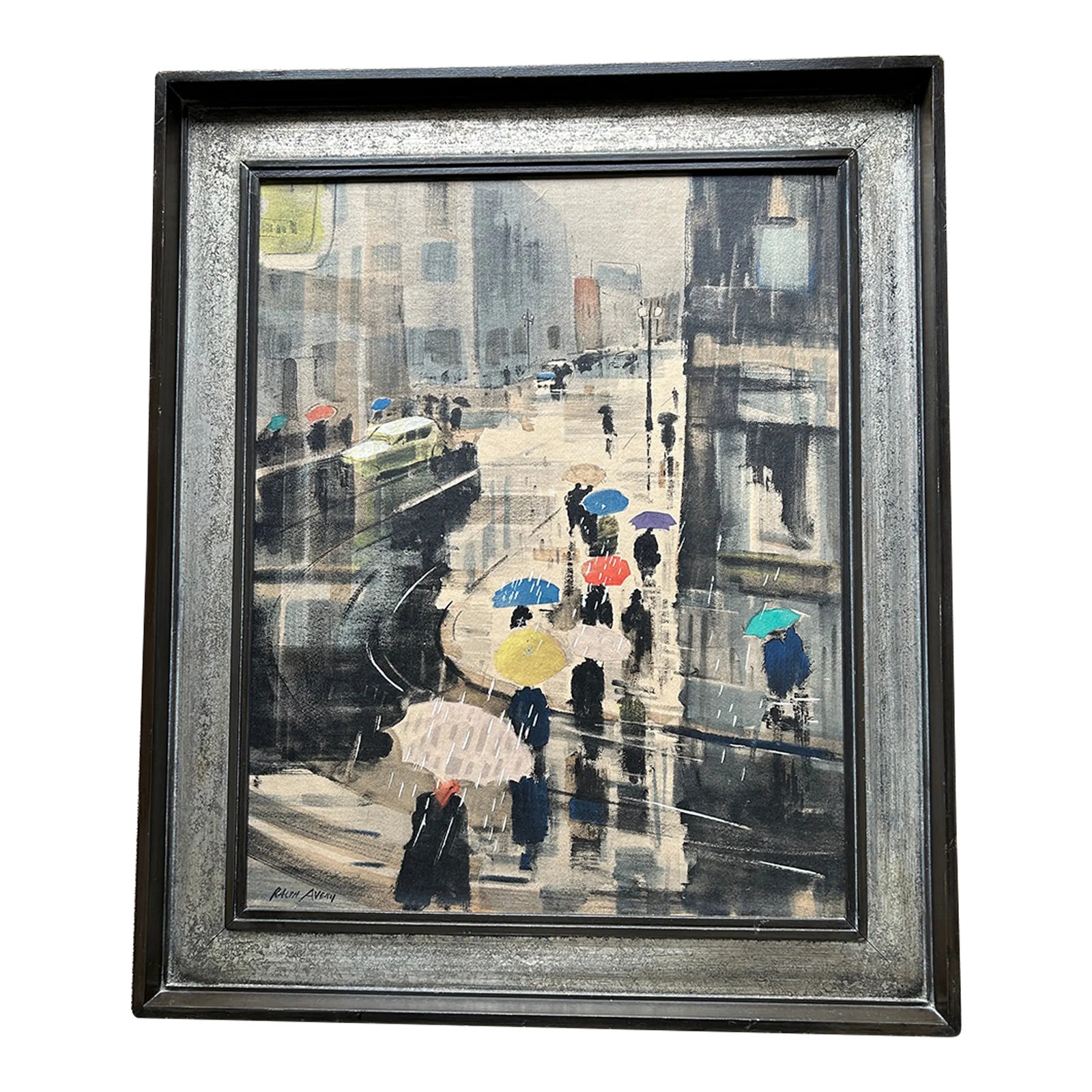 Ralph Avery "Bright Rain" City Street Scene Framed Print | Chairish