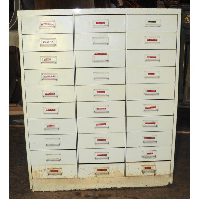 Mid 20th Century Vintage Industrial Multi Drawer Metal Cabinet | Chairish