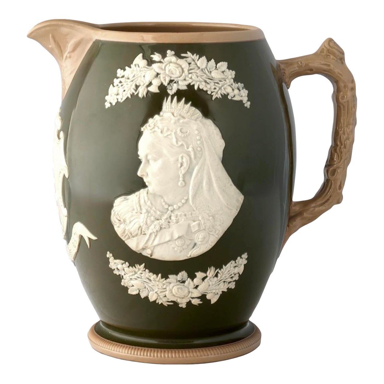 1897 Queen Victoria Raised Relief Jug | Chairish