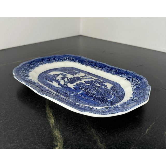Antique English Blue Willow Platter | Chairish