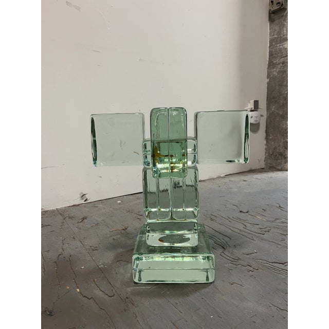Mid-Century Modern Italian Glass Block Table | Chairish