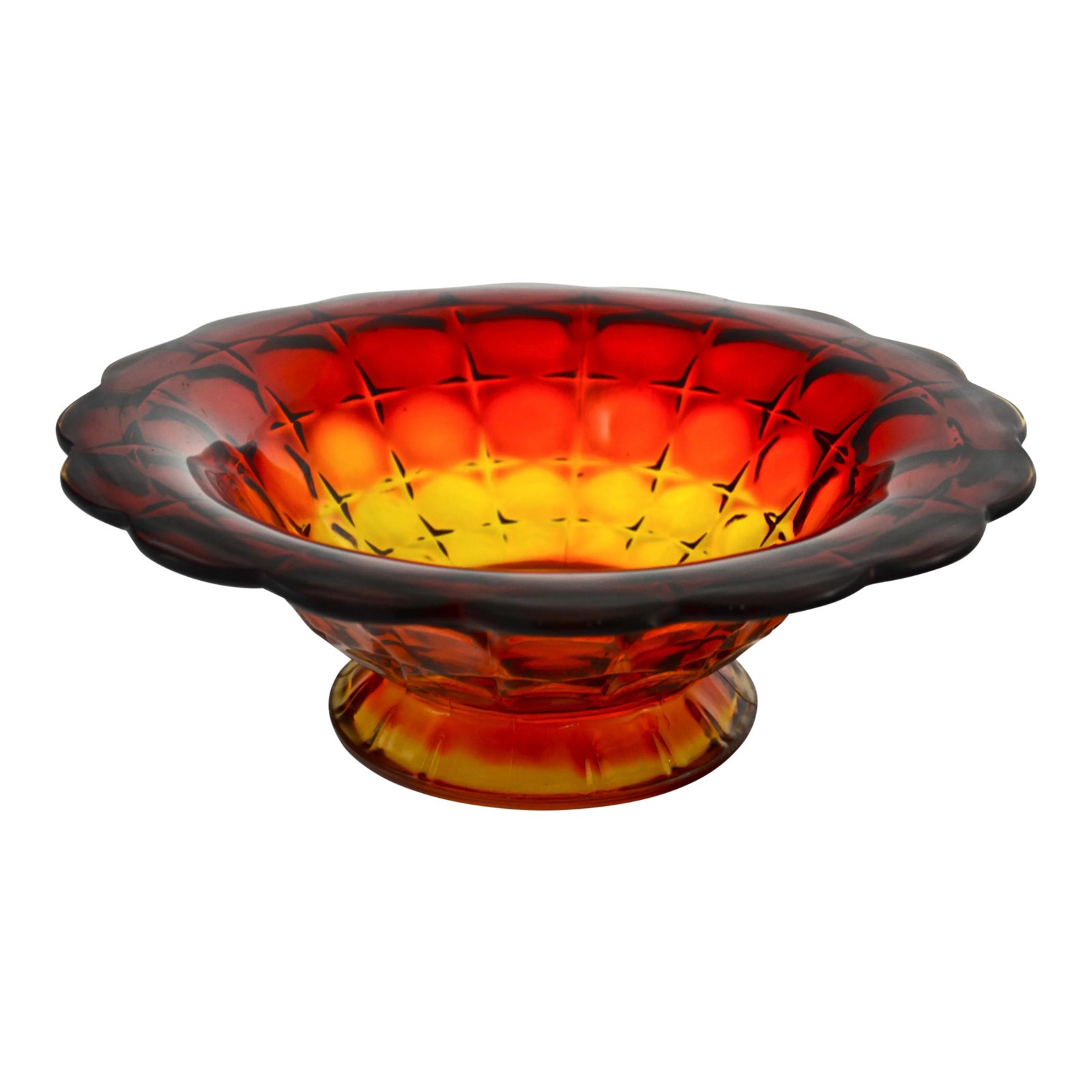Red to Gold Gradient Petal Rim Bowl | Chairish