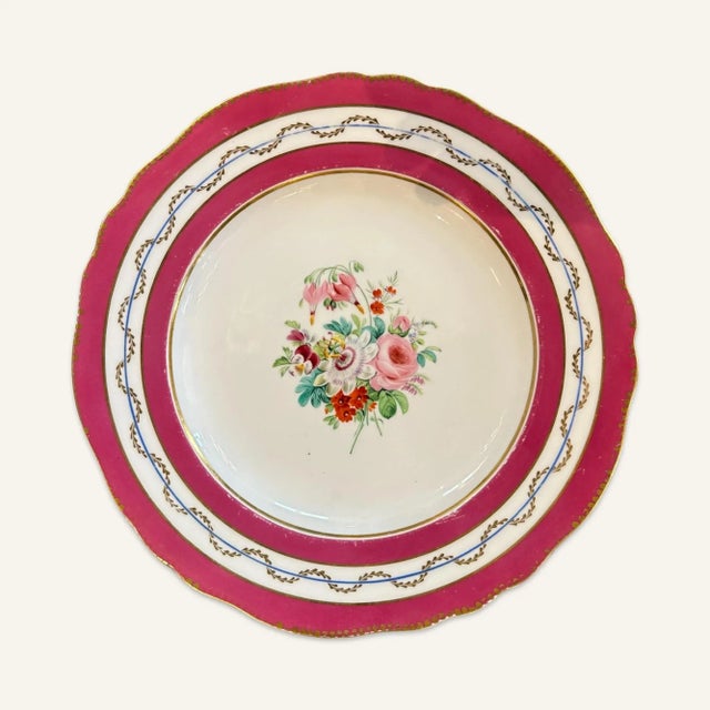 Circa 1840 Old Paris Porcelain Plates With Hand Painted Posies- Set of ...