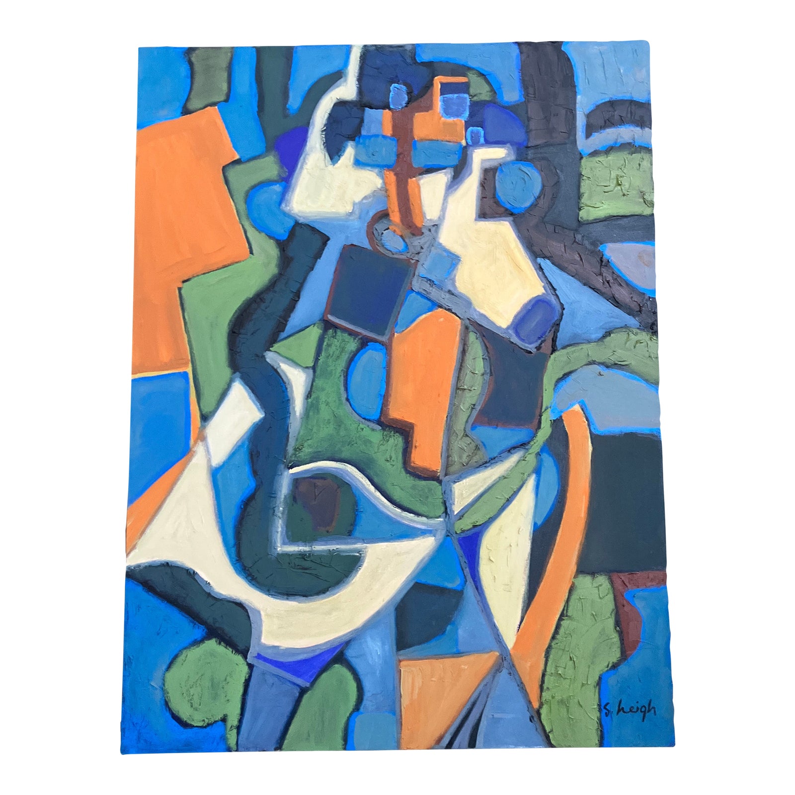 Contemporary Original Stephen Heigh Abstract Oil Painting “Musicians ...