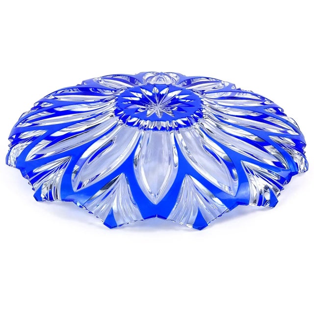 Bohemian Czech Republic Caesar Blue Crystal Clear Decorative Flower ...