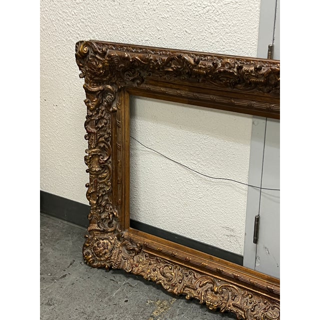 Vintage Large Orange Carved Wood Frame | Chairish