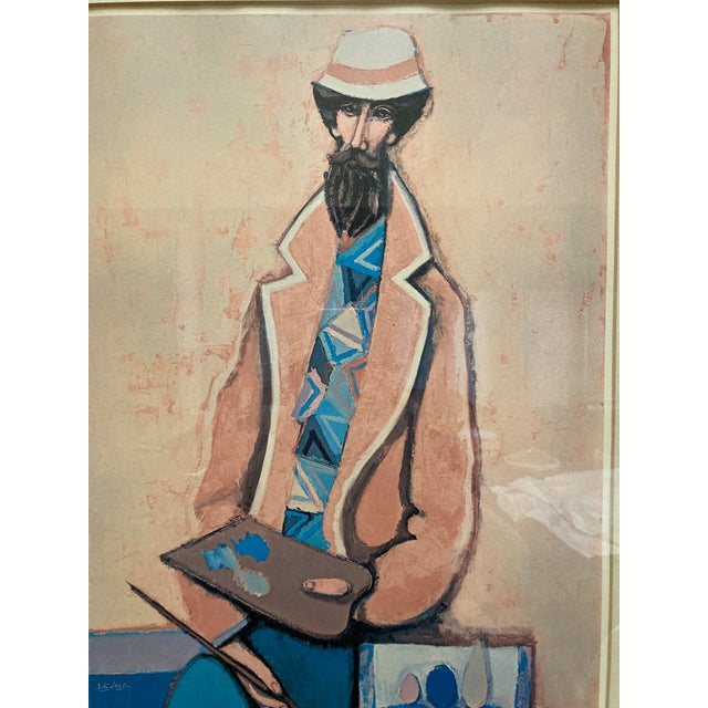 1972 Figurative Portrait Lithograph Signed David Adicks, Framed | Chairish