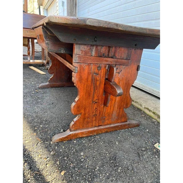 Antique Early Primitive Farm Trestle Dining Table., Early 19th Century ...