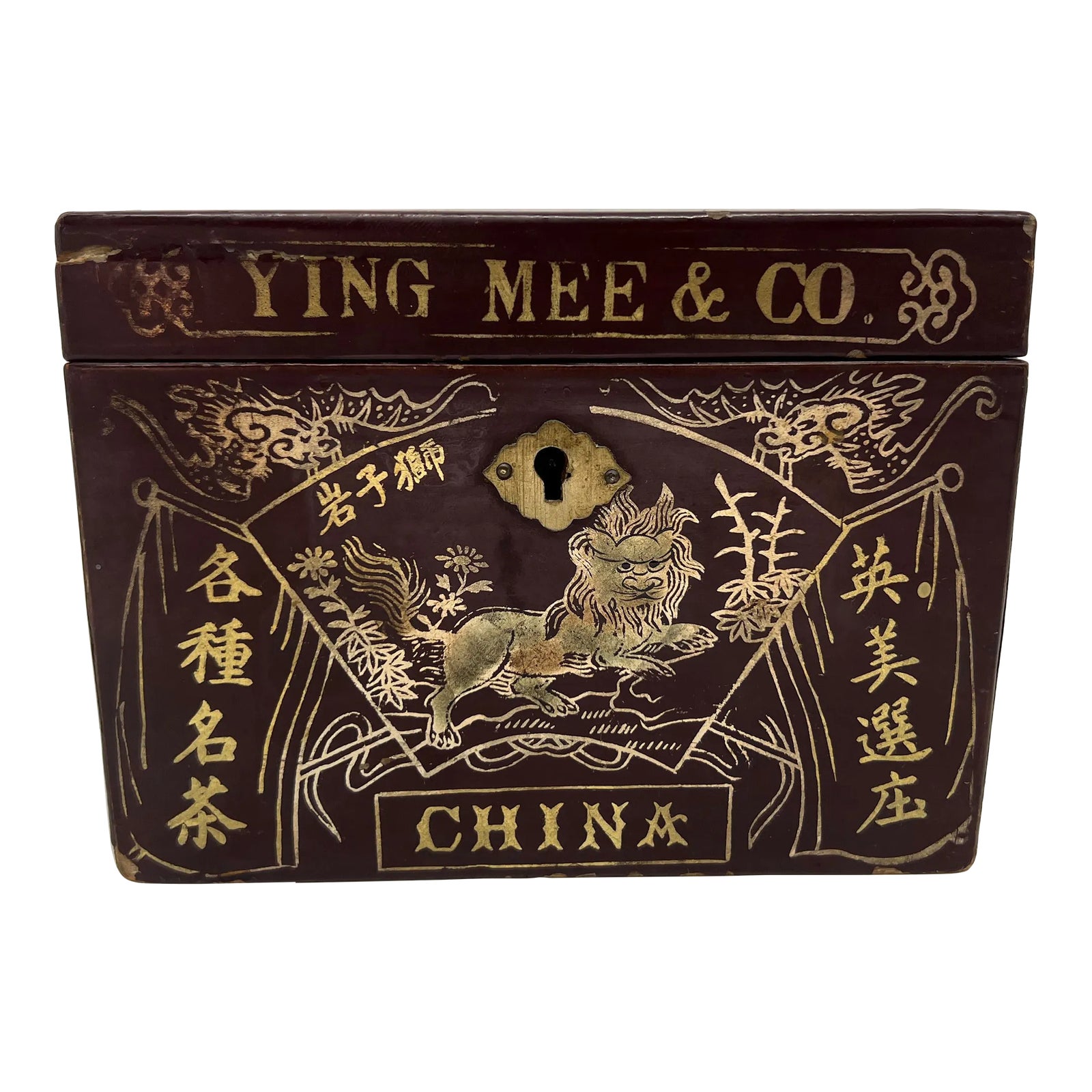 Ying Mee & Co., Antique Chinese Lacquer Tea Caddy or Box | Chairish