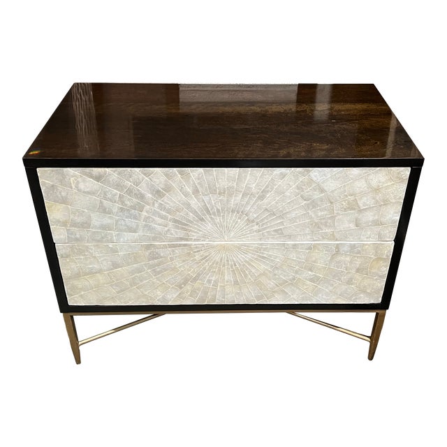 Bernhardt Dark Wood and Capiz Shell Nightstand | Chairish
