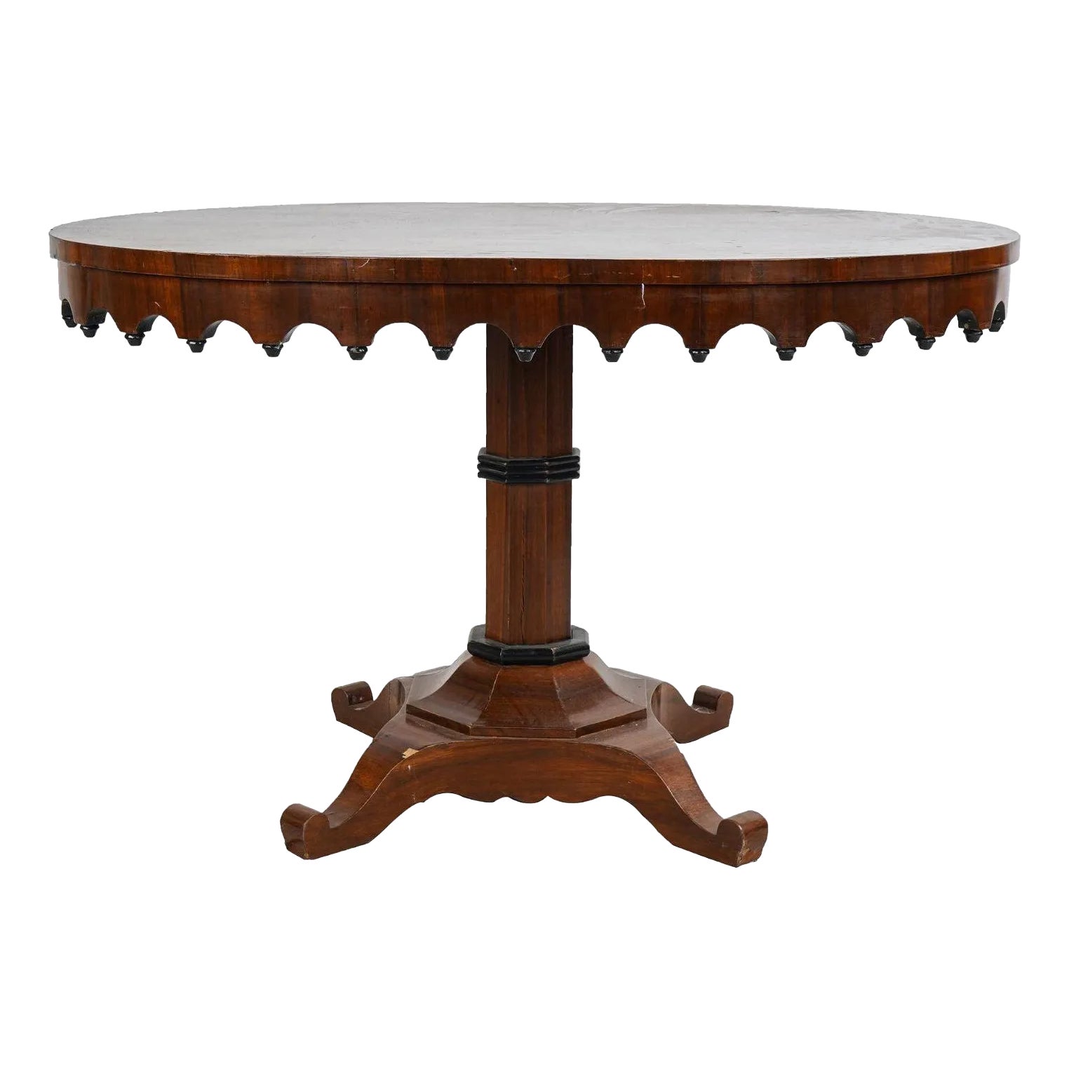 Antique Early 19th Mahogany Biedermeier Oval Center Table | Chairish