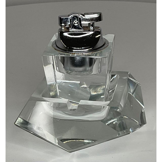 Vintage Crystal Lighter and Ashtray - 2 Piece Set | Chairish