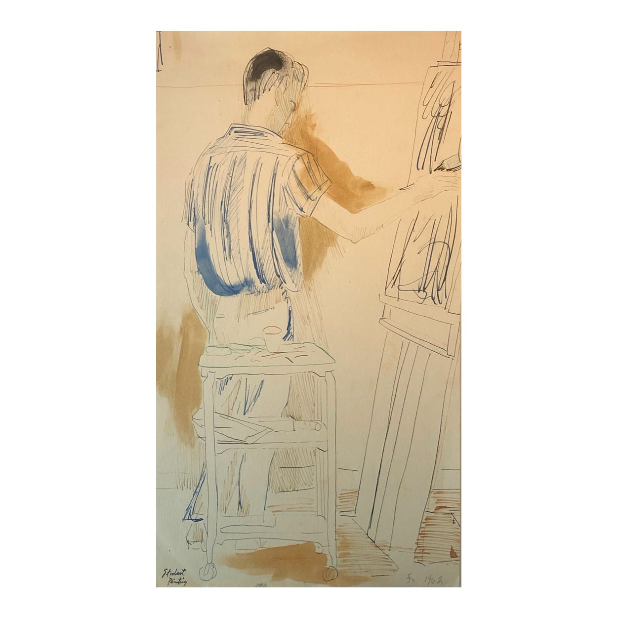 1962 Student Painting in the Studio by James Bone | Chairish