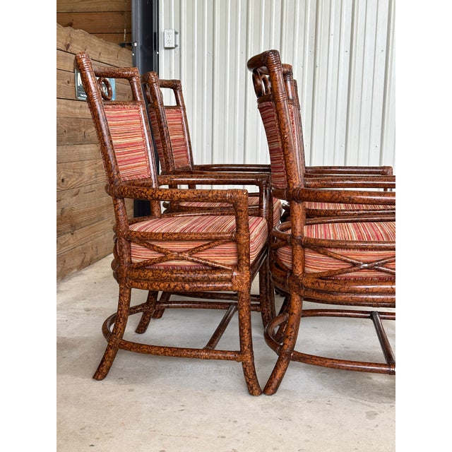 Set of Four Vintage Coastal Ficks Reed Tortoise Rattan Dining Chairs ...