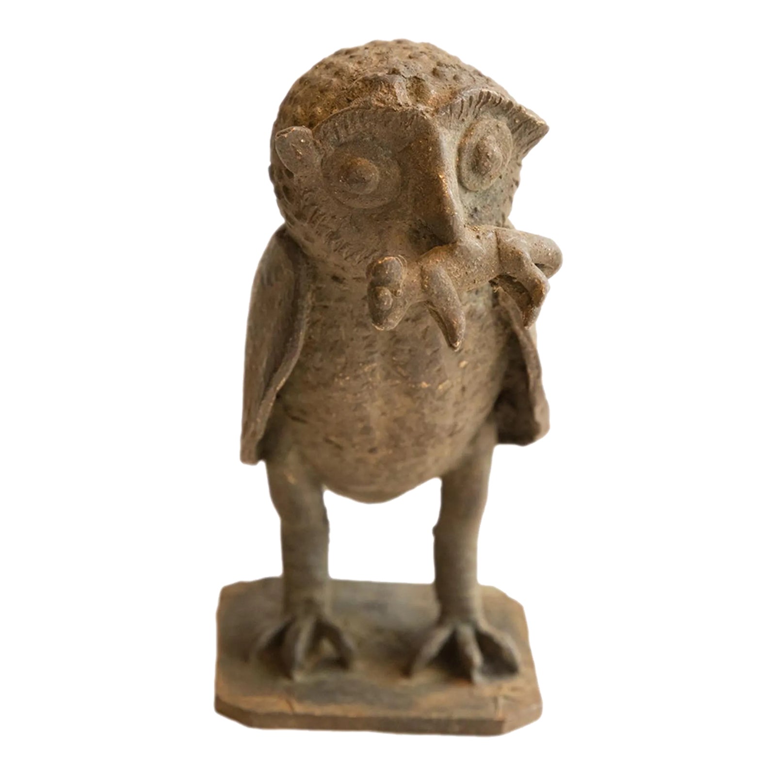 Vintage African Owl With Rat Sculpture | Chairish