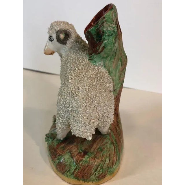 Circa 1860 Old Staffordshire Ware Sheep Spill Vases- a Pair | Chairish