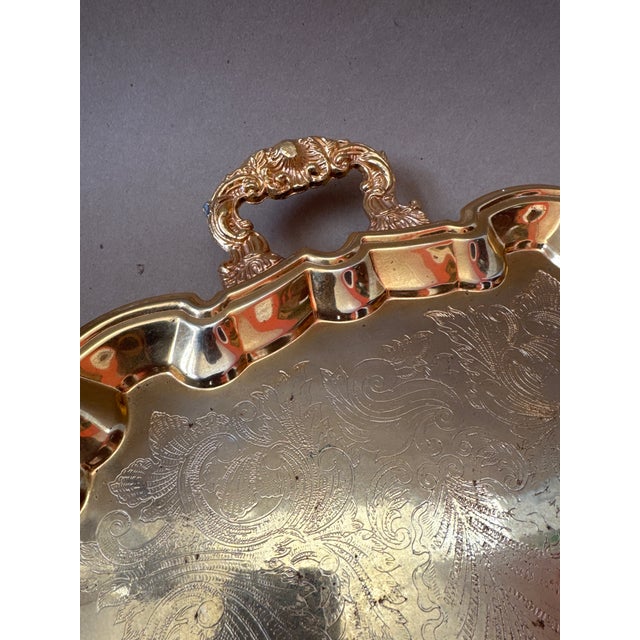 Vintage Ornate Gold Plated Butler’s Serving Tray | Chairish