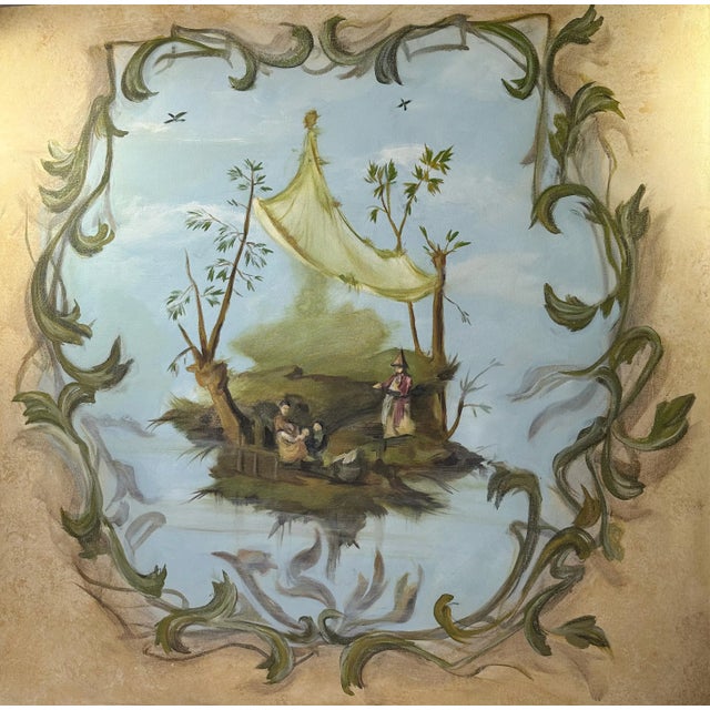 Late 20th Century Four Panel Set of Chinoiserie Paintings by Artist ...